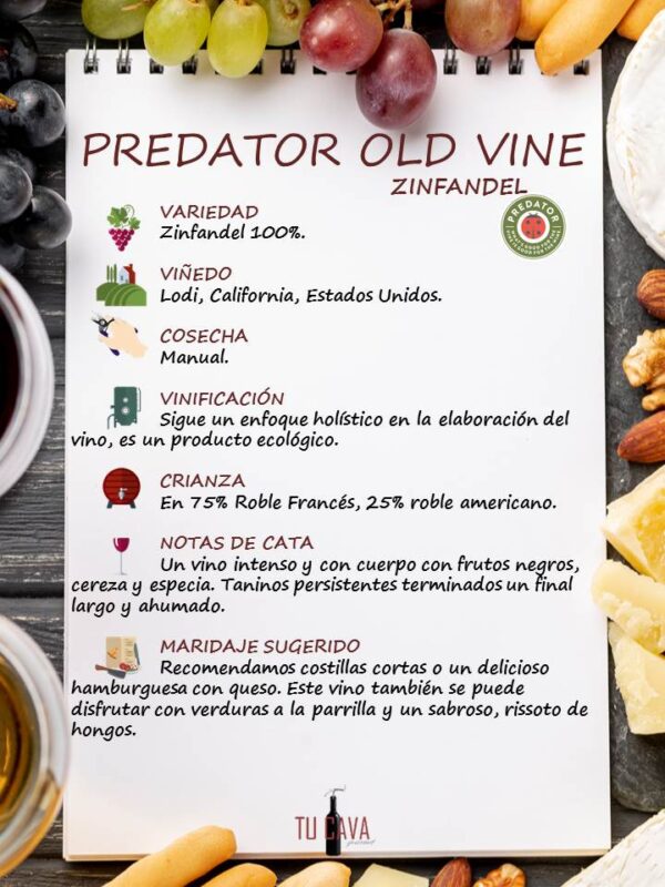 Predator Old Vine Zinfandel Tu Cava Gourmet